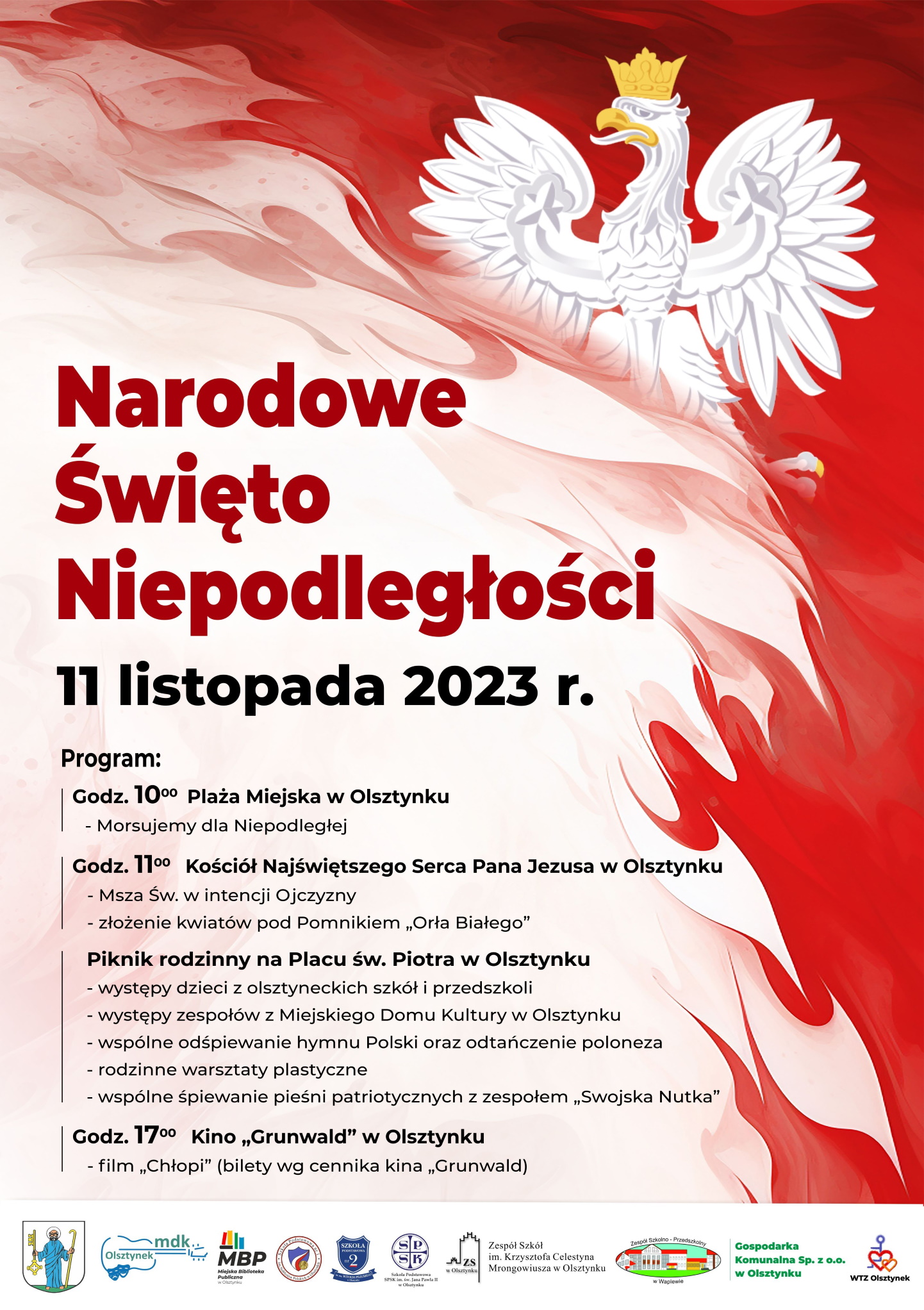 Obchody Święta Narodowego 11 Listopada OLSZTYNEK 2023 - Mazury Travel